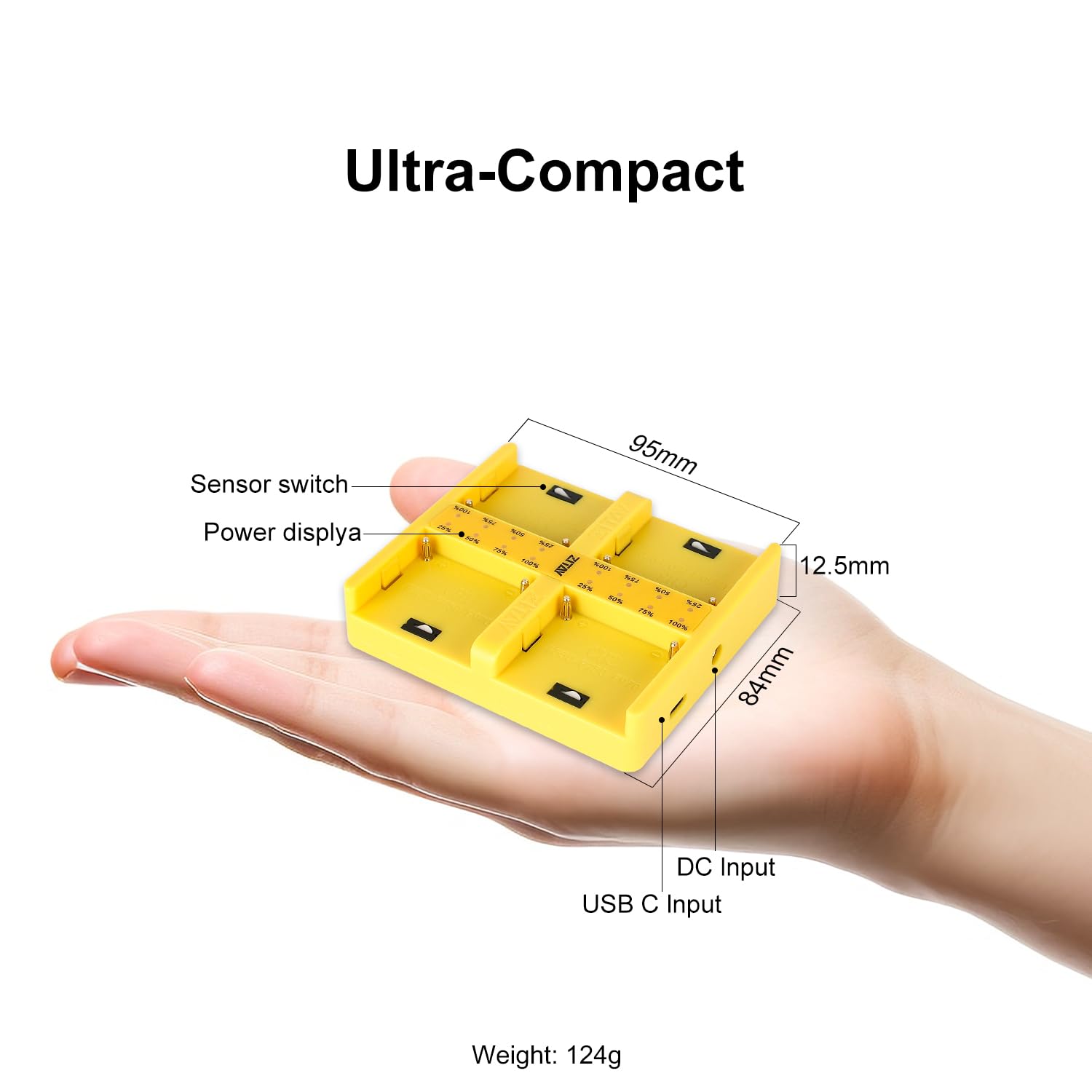 ZITAY 4 Channel NPF Battery Charger, Smart 4Bay PD 60W Fast Charger 4 Slot Simultaneous Charging Hub Fast Charger Compatible for Sony NP F970, F550, F570, F750, F980, F770, F960, F530, F330, 6KPRO