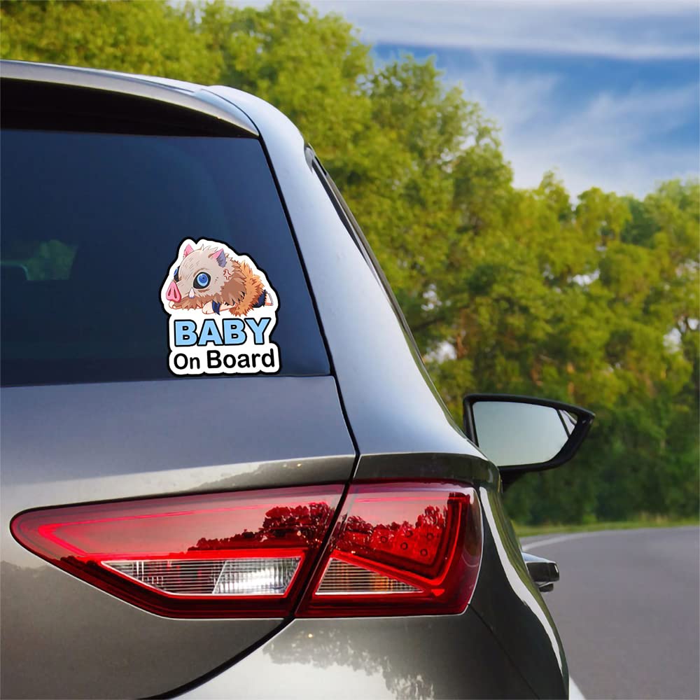 Daina Super Cute Baby Inosuke On Board Reflective Bumper Sticker, Reflective Kid Safety Slow Down Sign Sticker Decals for Cars, 1 pc. AT-027I