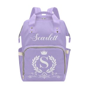 personalized diaper bag backpack tote,princess wreath purple,custom diaper bags for shower gift