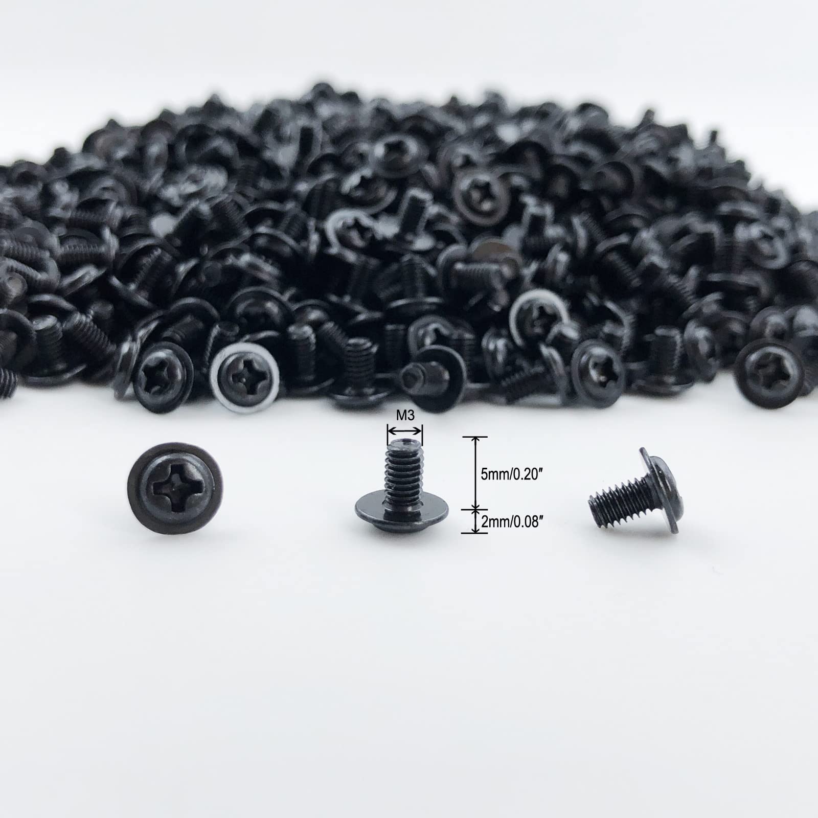 Bfenown 100 pcs M3x5 Black Round Head PC Mounting Computer Screws Computer Case Fixed Motherboard Screw