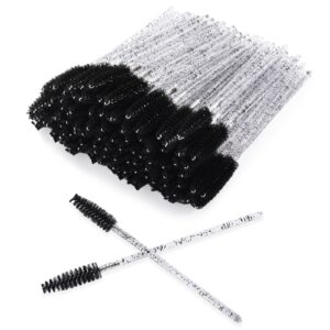 300 pieces disposable eyelash brushes with spiral design multi-color mascara wands portable makeup applicator kit for eyelash extensions and eyebrow brush (black)