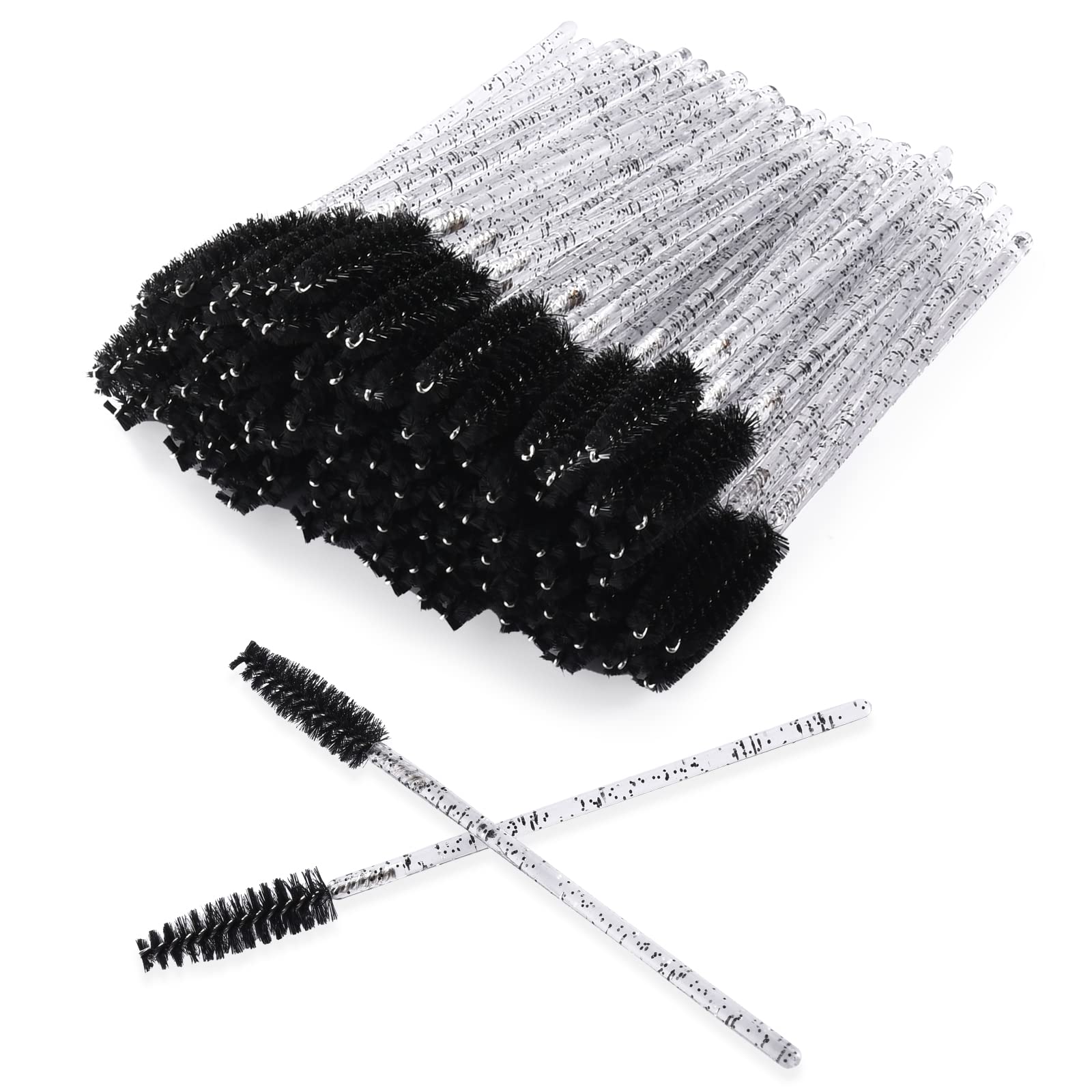 300 Pieces Disposable Eyelash Brushes with Spiral Design Multi-color Mascara Wands Portable Makeup Applicator Kit for Eyelash Extensions and Eyebrow Brush (Black)