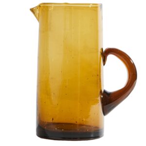 moroccan glass cone jug by verve culture | handblown water pitcher, amber | 36 fl. oz.