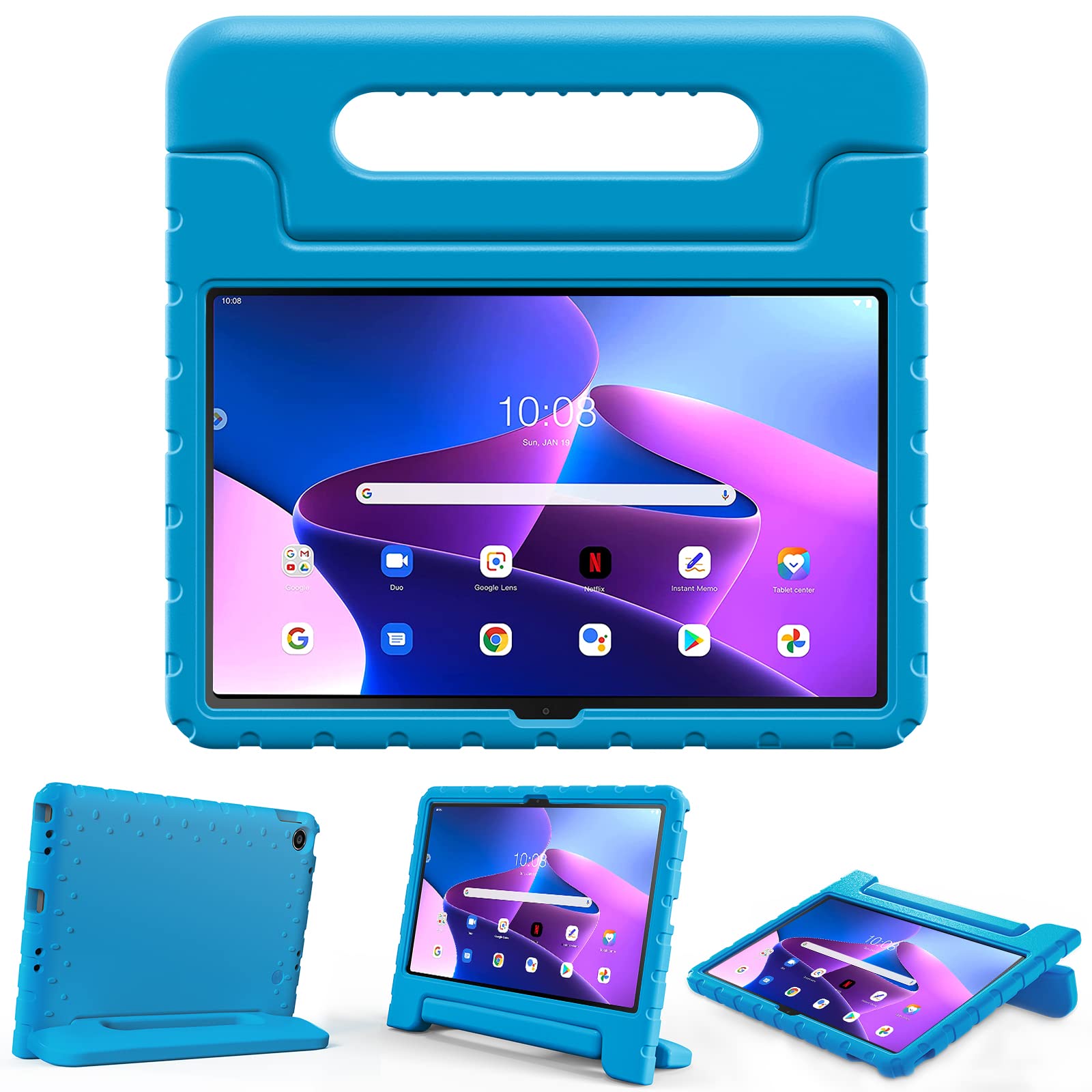 ProCase Kids Case for Lenovo Tab M10 Plus 3rd Gen 10.6 Inch 2022, Shockproof Lightweight Portable with Handle Baby Friendly Case for Tab M10 Plus 10.6" 2022 TB-125F/128F –Blue