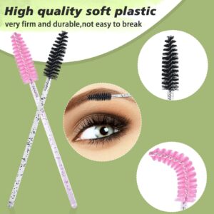 300 Pieces Disposable Eyelash Brushes with Spiral Design Multi-color Mascara Wands Portable Makeup Applicator Kit for Eyelash Extensions and Eyebrow Brush (Black)