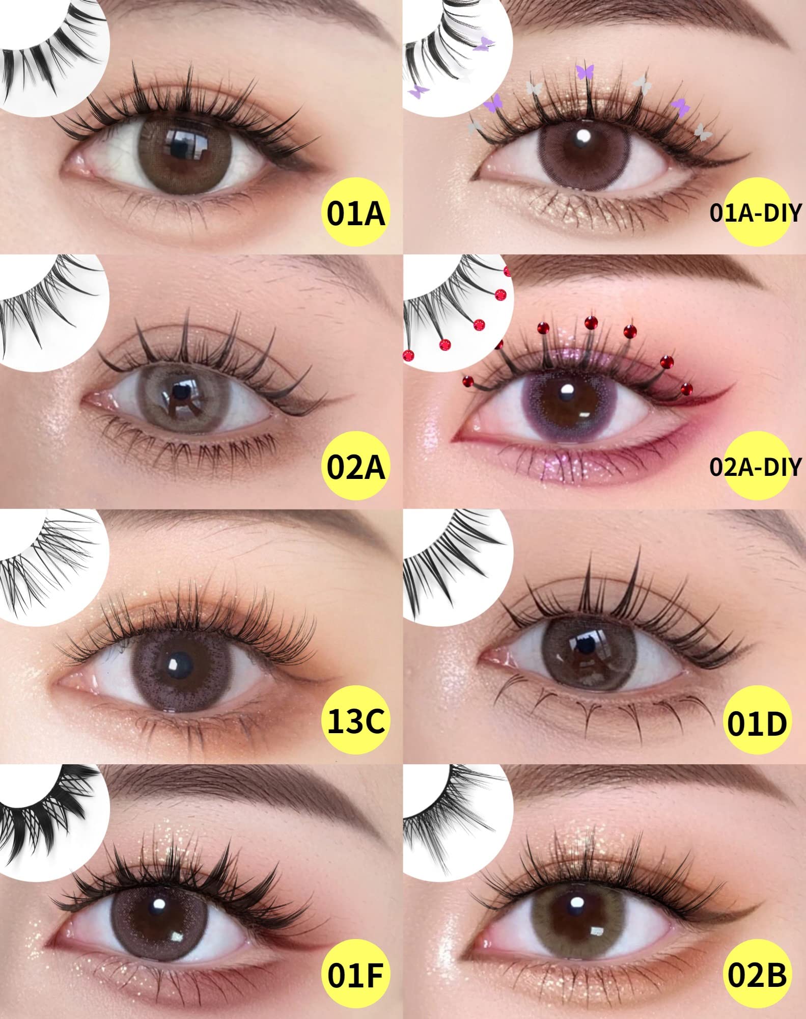 Manga Lashes Natural Look Anime False Eyelashes Individual Wispy Korean Makeup Eye Lashes Clusters 10 Pairs Asian Chinese Japanese Fake Eyelashes Pack by Geeneiya