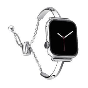 plusroc stainless steel band compatible with apple watch band 38mm 40mm 41mm 42mm(series 10) iwatch se series 10 9 8 7 6 5 4 3 2 1, slim versatile bangle bracelet for women, silver