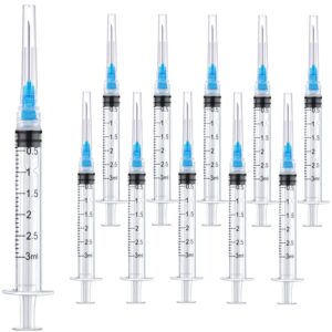 15 pack 3ml 23ga plastic syringe with measurement for scientific labs and industrial dispensing, disposable individually wrapped (15, 3ml-23ga)