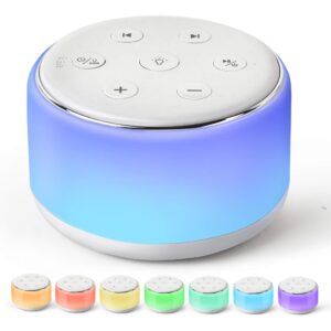 famisym white noise sound machine baby for sleeping with night light – 34 soothing sounds, rechargeable white noise machine for baby kids adults sleep, portable lullaby machine baby soother