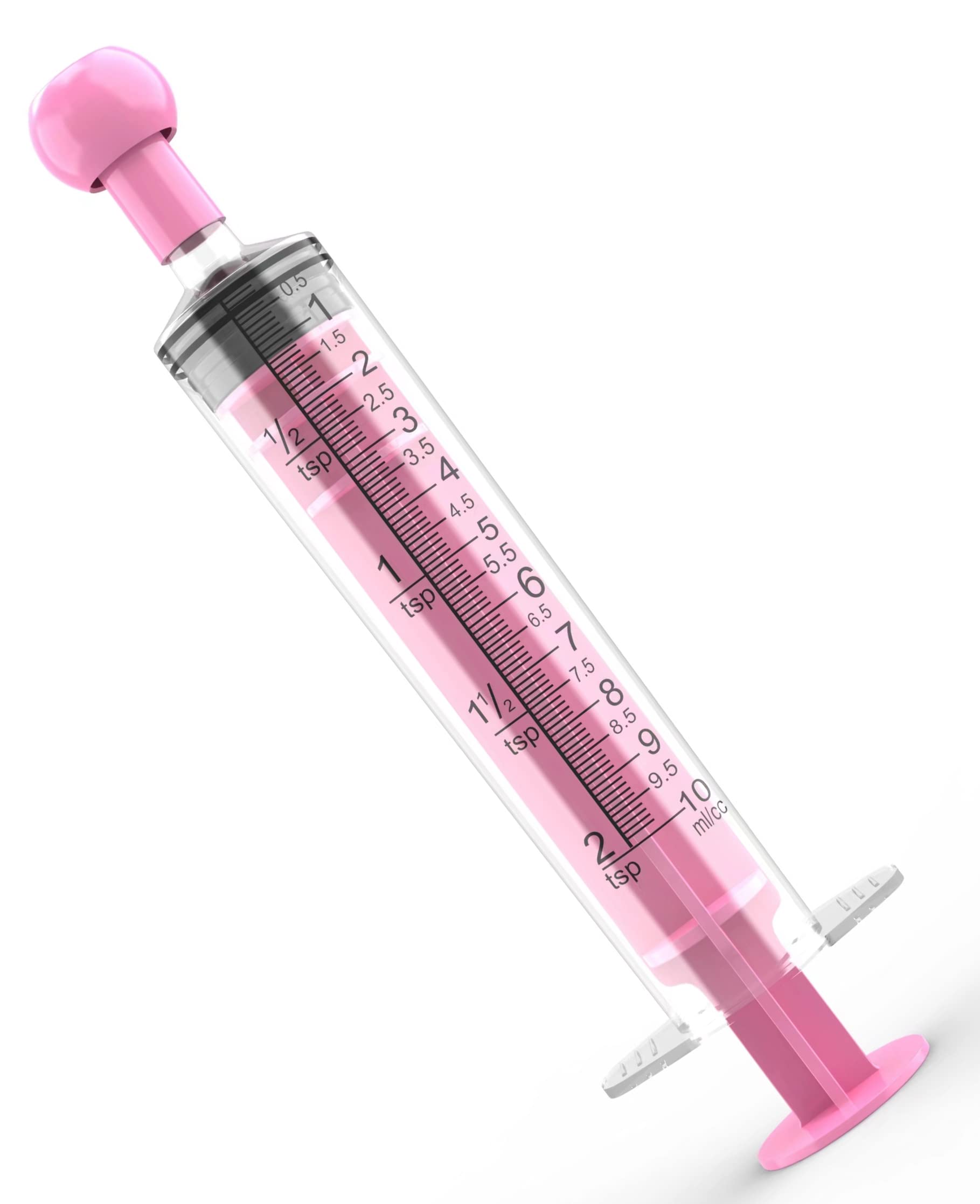 10 Pack 10ml Measurement Syringe with Cap, for Scientific Labs, Liquid Dispensing, Pet and Party Supplies(Pink, Catheter Tip)