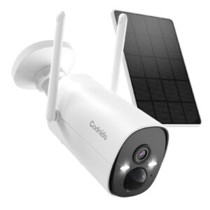 codnida wireless outdoor 2.4ghz wifi security camera with motion detection, solar battery powered, 2k hd, 2-way audio,night vision, ip66