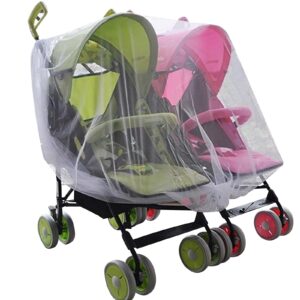 ruixia twin baby stroller full cover mosquito netting breathable mesh drawstring mosquito net for infants bassinet cribs white for twin baby stroller babcov baby troller netting