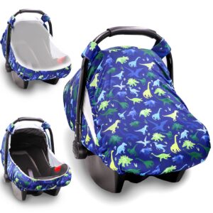 car seat cover for babies, summer cozy cover, privacy carseat canopy protect boys girls, breathable comfortable, dinosaur