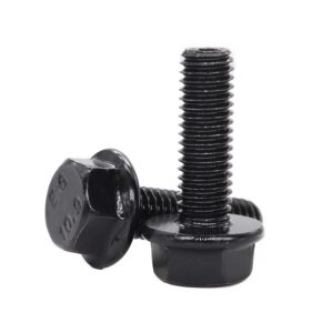 binifimux 10pcs m8 x 25mm flanged hex head bolts flange hexagon screws, full thread, grade 10.9 alloy steel, black oxide finish,