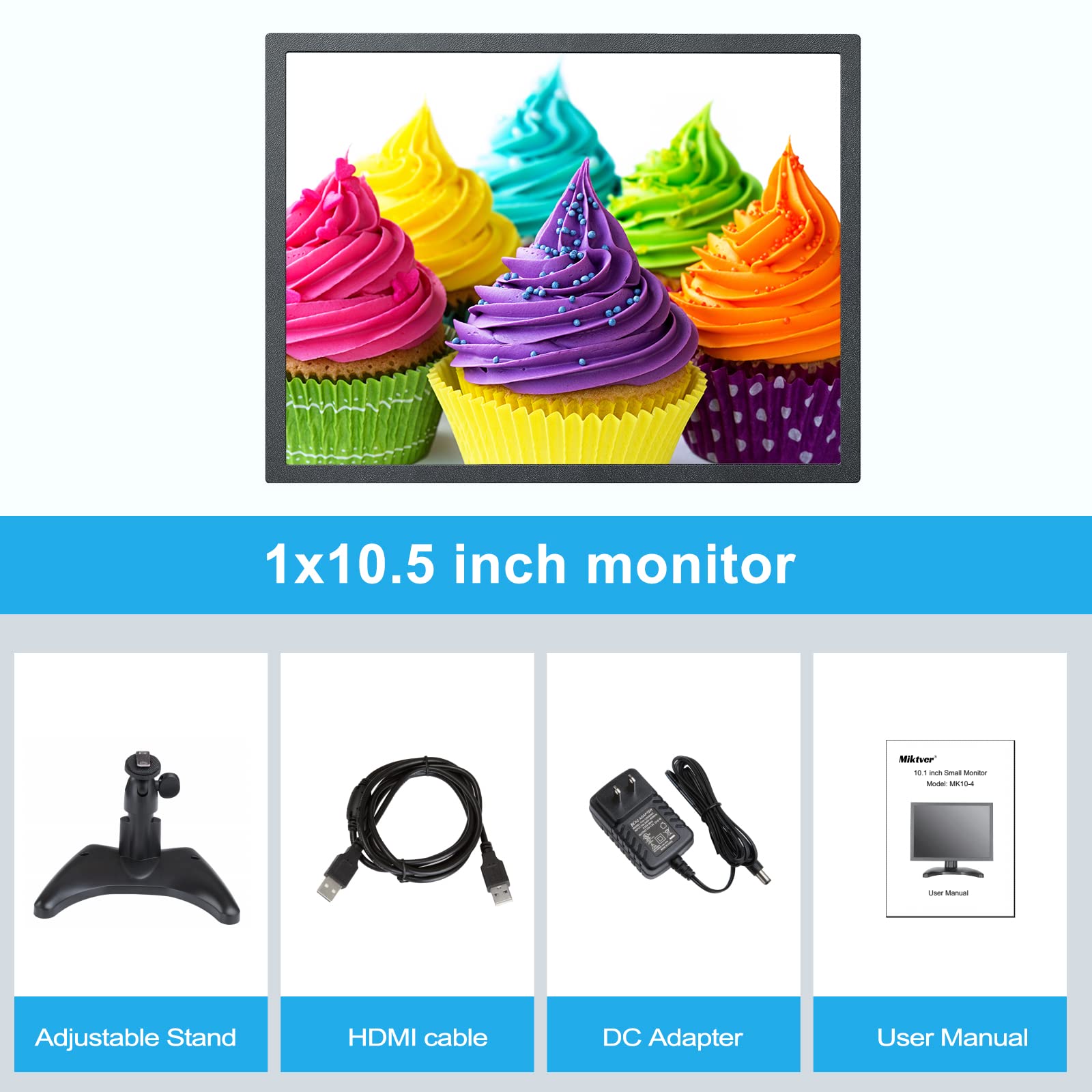 Miktver 10.5 inch Small Monitor, FHD IPS 1920x1280p HDMI Display Screen, Portable IPS Display for Gaming/Computer/CCTV Security Camera