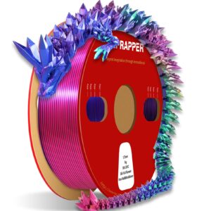 reprapper tri color coextrusion pla filament 1.75mm for 3d printer, multicolor like dual color rainbow pla, 2.2lbs (1kg), silk pla green/blue/rose red