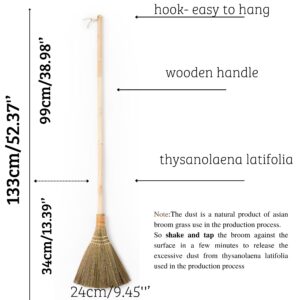 TTS For Home Handmade Whisk Sweeping Broom -Vietnamese Soft Straw Broom for Cleaning - Broom Decorative 9.45" Width,52.37" Length