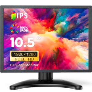 miktver 10.5 inch small monitor, fhd ips 1920x1280p hdmi display screen, portable ips display for gaming/computer/cctv security camera