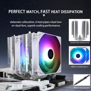 Thermalright Peerless Assassin 120 SE ARGB White CPU Air Cooler, 6 Heat Pipes Cpu cooler, Dual 120mm TL-C12CW-S PWM Fan, Aluminium Heatsink Cover, AGHP Technology, for AMD AM4/AM5 Intel 1700/115X/1200