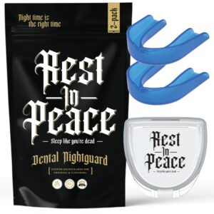 rest in peace night guard - pack of two moldable mouth guard for teeth grinding clenching bruxism (blue)