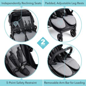 Gaggle by Foundations Roadster Duo Side by Side Double Stroller, Easy to Fold & Maneuver Lightweight Compact Stroller, Black