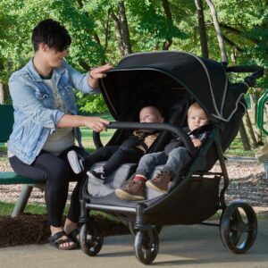 Gaggle by Foundations Roadster Duo Side by Side Double Stroller, Easy to Fold & Maneuver Lightweight Compact Stroller, Black