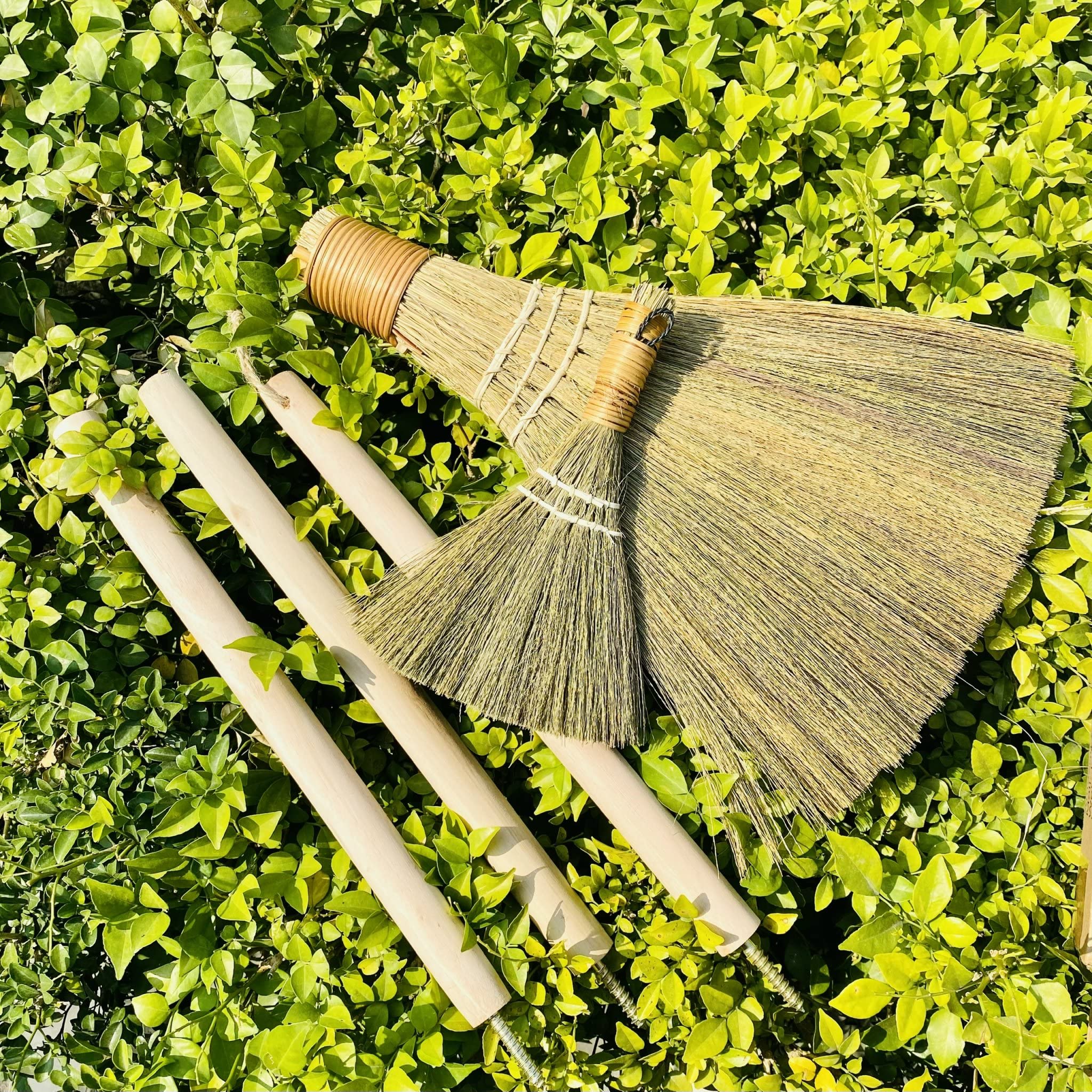 TTS For Home Handmade Whisk Sweeping Broom -Vietnamese Soft Straw Broom for Cleaning - Broom Decorative 9.45" Width,52.37" Length