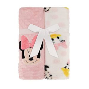 Disney 2-Pack Baby Blanket for Infants and Newborns, Plush Polka Dot Fleece Minnie Mouse Blanket, for Toddler Girls