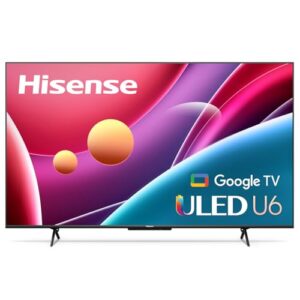 hisense uled 4k premium 75u6h quantum dot qled series 75-inch smart google tv, dolby vision atmos, voice remote, compatible with alexa (2022 model) black