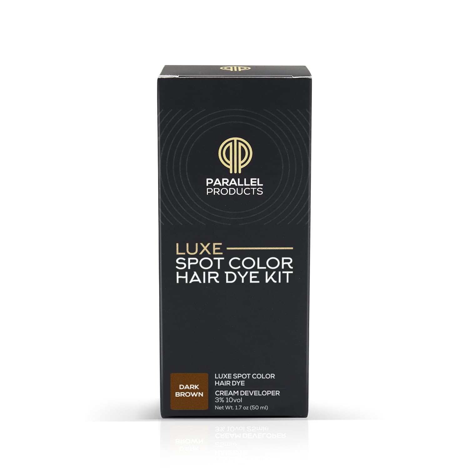 Parallel Products - Luxe Color (Dark Brown) - Cream Hair Dye - 25mL - Tint for Professional Spot Coloring - With Cream Developer, Mixing Dish and Application Brush - Covers Grey Hair - Root Touch Up