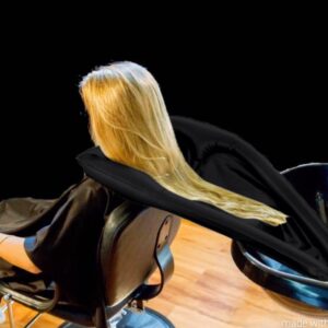 Inflatable Shampoo Funnel Cape for Washing Hair in Any Chair and Basin. Black Portable Tray Device to Use in Salon, at Home, Nursing Home or Hospital to Help Keep Clothes Dry! Pump Included!