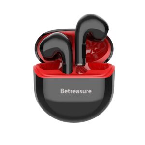 betreasure portable bluetooth earphones sports wireless earbuds stereo waterproof headset low latency gaming headphones with mic (black)