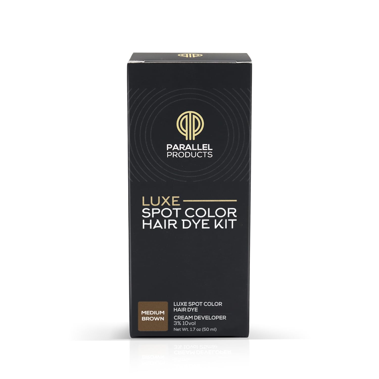 Parallel Products - Luxe Color (Medium Brown) - Cream Hair Dye - 25mL - Tint for Professional Spot Coloring - With Cream Developer, Mixing Dish and Application Brush - Covers Grey Hair - Root Touch Up