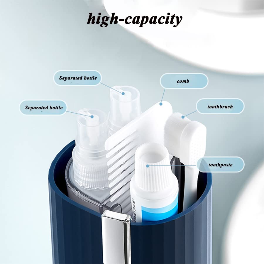 Homtoozhii 6 In 1 Travel Toothbrush Cup Multifunctional Travel Bottle Set Portable Business Trips Toothpaste Case Holder Multi-layer Container Storage Box Organizer for Travel and Outdoors