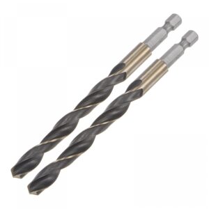 uxcell 2 pcs high speed steel hex shank twist drill bit, 9mm drilling dia with 1/4 inch hex shank 125mm length