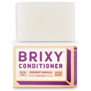 brixy conditioner bar for hydration & softness, all hair types, ph balanced & safe for color treated hair, vegan & plastic-free (1 count, 4 oz) - coconut vanilla