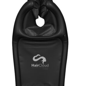 Inflatable Shampoo Funnel Cape for Washing Hair in Any Chair and Basin. Black Portable Tray Device to Use in Salon, at Home, Nursing Home or Hospital to Help Keep Clothes Dry! Pump Included!