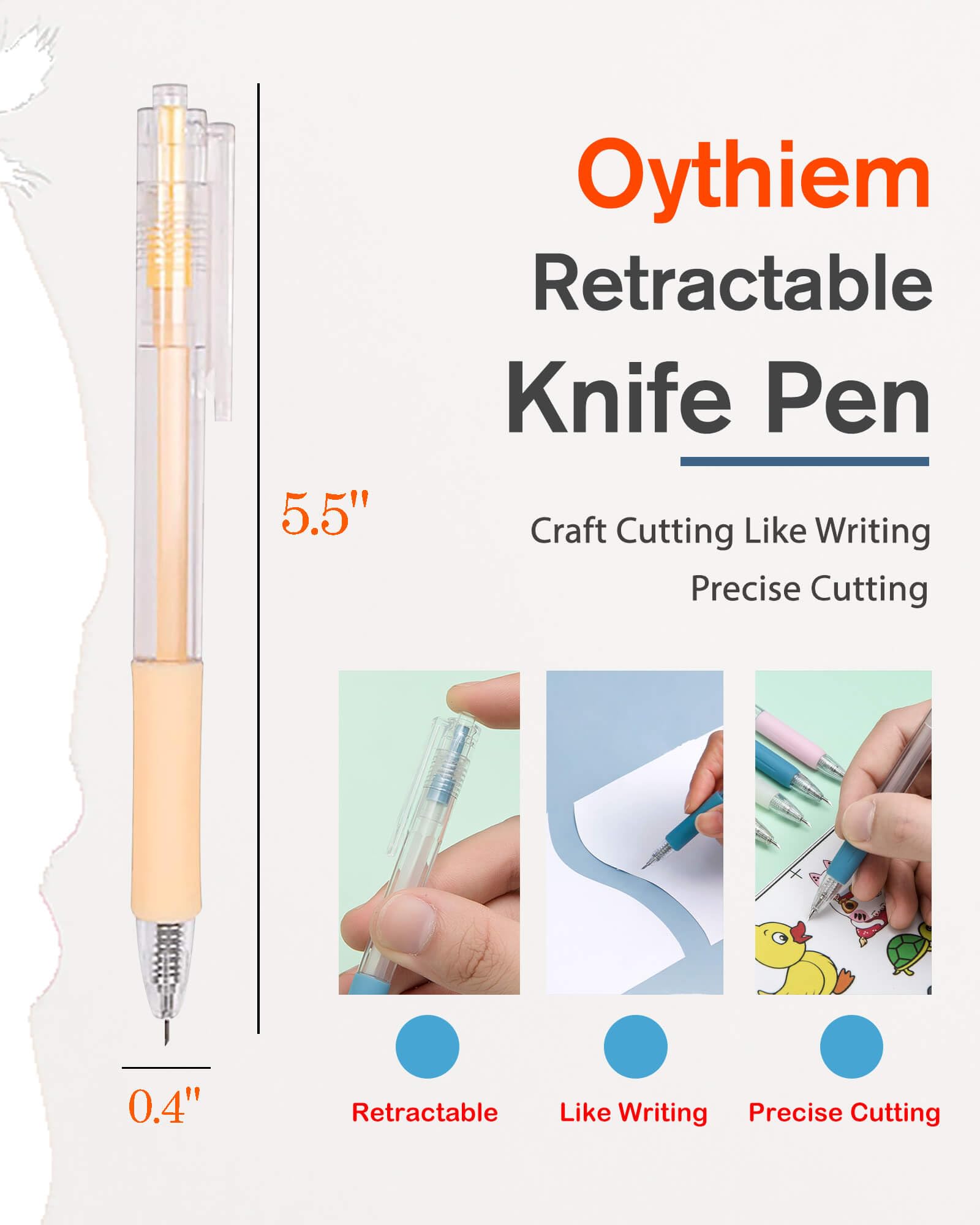 Oythiem Knife Pen Craft Cutting Tools - Precision Paper Cutter Pen with Refillable Tungsten Steel Cutter Head Refill, 6 PACK