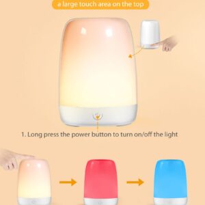 Night Light for Kids, Baby Night Light with Touch Control & Dimmable Warm Light, 5 Colors Changing Nursery Night Light, USB Rechargeable Bedside Lamp for Breastfeeding Toddlers Boys Girls Bedroom