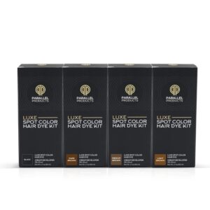 Parallel Products - Luxe Color (Medium Brown) - Cream Hair Dye - 25mL - Tint for Professional Spot Coloring - With Cream Developer, Mixing Dish and Application Brush - Covers Grey Hair - Root Touch Up