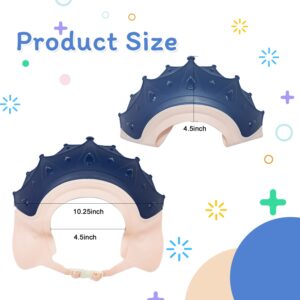 2PCS Crown Baby Shower Cap, Adjustable Baby Hair Washing Guard Bath Shield Visor Hat Eyes and Ears Head Protection Bath Shampoo Hat Waterproof Soft Silicone Shower Cap for Kids Toddler Red+Blue