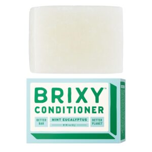 brixy conditioner bar for hydration & softness, all hair types, ph balanced & safe for color treated hair, vegan & plastic-free (1 count, 4 oz) - mint eucalyptus