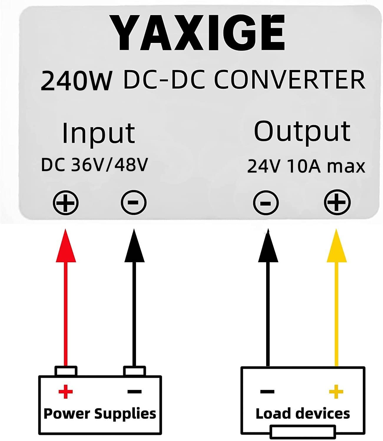 DC 36V/48V Step Down to 24V 10A 240W Voltage Regulator Buck Converter Golf Cart Reducer Power Converter Waterproof Module Transformer