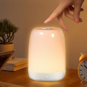 night light for kids, baby night light with touch control & dimmable warm light, 5 colors changing nursery night light, usb rechargeable bedside lamp for breastfeeding toddlers boys girls bedroom