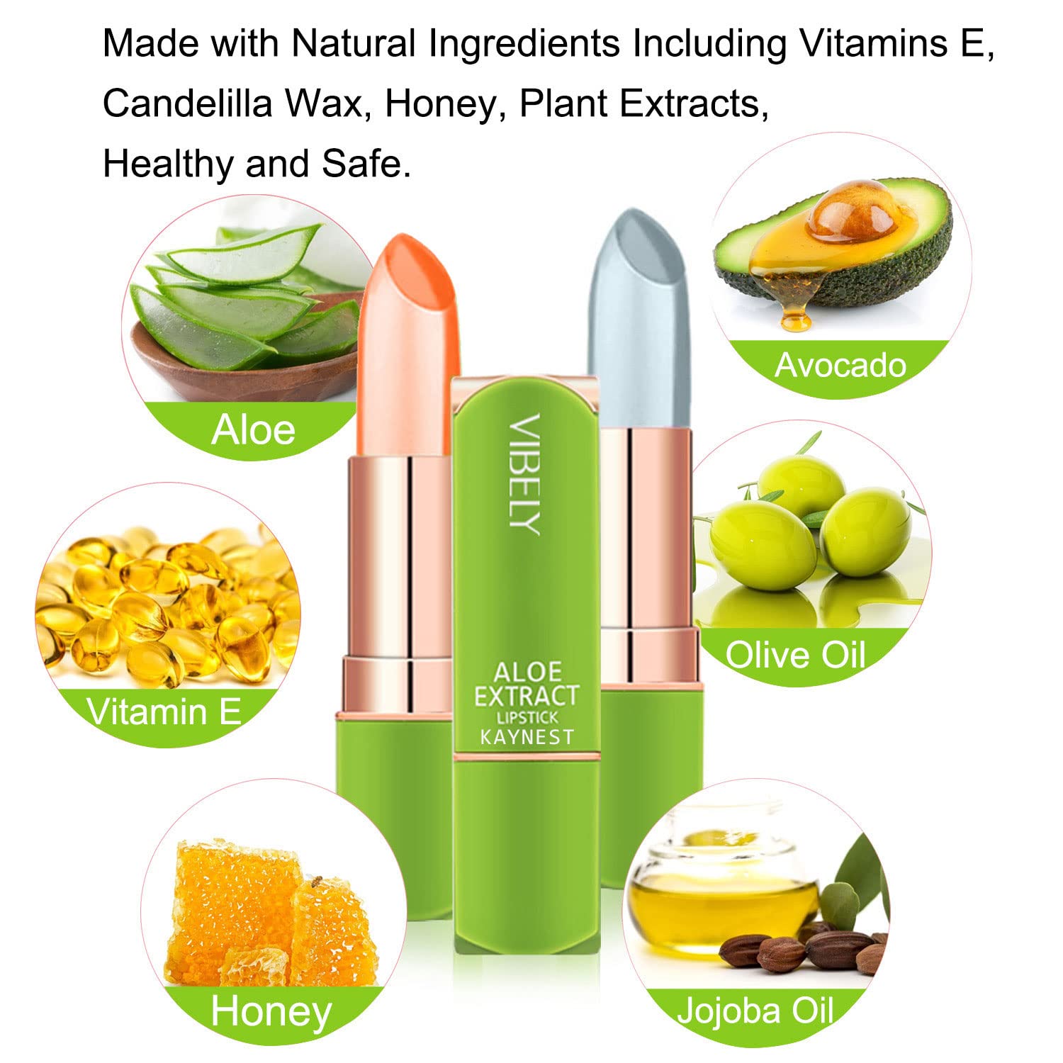 Kaynest 2 Packs Aloe Vera Lipstick Lips Moisturizer Long Lasting Nutritious Lip Balm Magic Temperature Color Change Lip Gloss (Set-B)