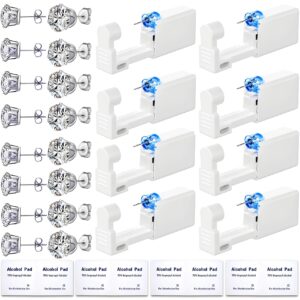 24 pcs ear piercing kit disposable ear piercing gun kit with 8 pcs self piercing gun and 8 pcs earrings stud 8 pcs alcohol pads