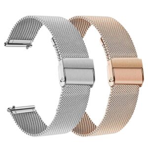 fitturn wrist strap compatible with touchelex smart watch bands for touchelex venus 1.2" smart watch straps for touchelex sirius 1.52" smart watch metal bracelet (silver+rose gold)