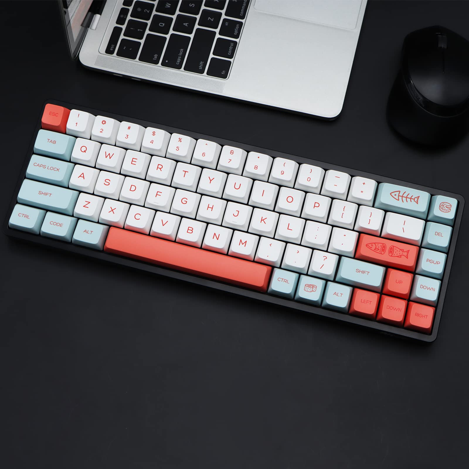 MOLGRIA Salmon MDA Keycaps, 135 Set Custom Keycaps Salmon for Gaming Keyboard, PBT MDA Dye Sublimation Keycaps with Keycap Puller for Gateron Kailh Cherry MX 104/87/74/61 60 Keyboard