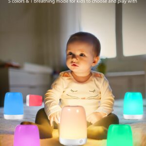 Night Light for Kids, Baby Night Light with Touch Control & Dimmable Warm Light, 5 Colors Changing Nursery Night Light, USB Rechargeable Bedside Lamp for Breastfeeding Toddlers Boys Girls Bedroom