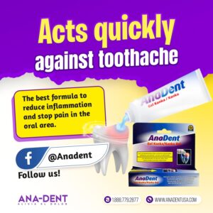 Anadent Toothache Gel, 20% Benzocaine Oral Gel for Instant Pain Relief, Oral and Toothache Medicine for Severe Pain, Fast Acting Relief of Cavity and Canker Sores, 0.25oz